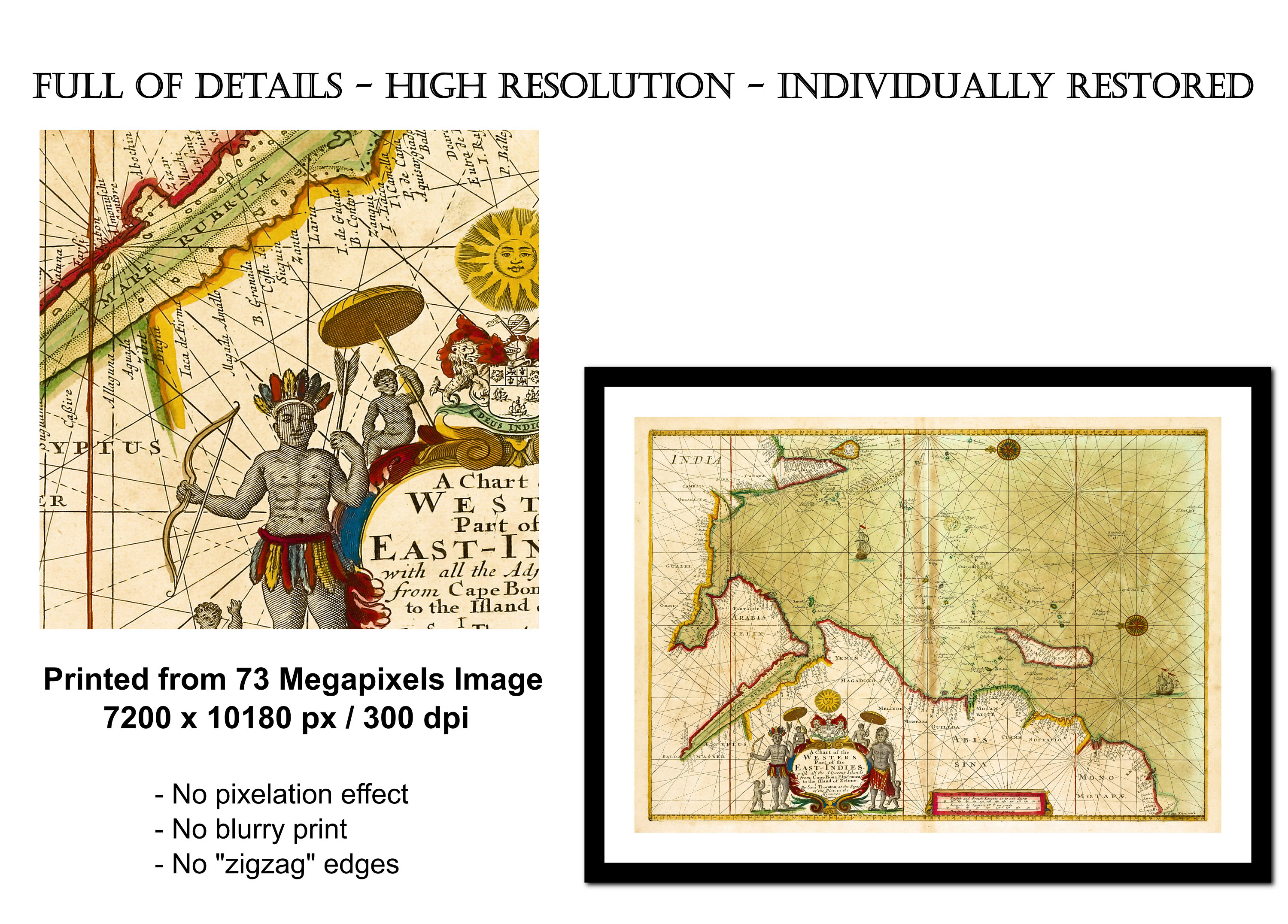 Old Map of Indian Ocean 1702 Nautical Sea Art Print - Etsy
