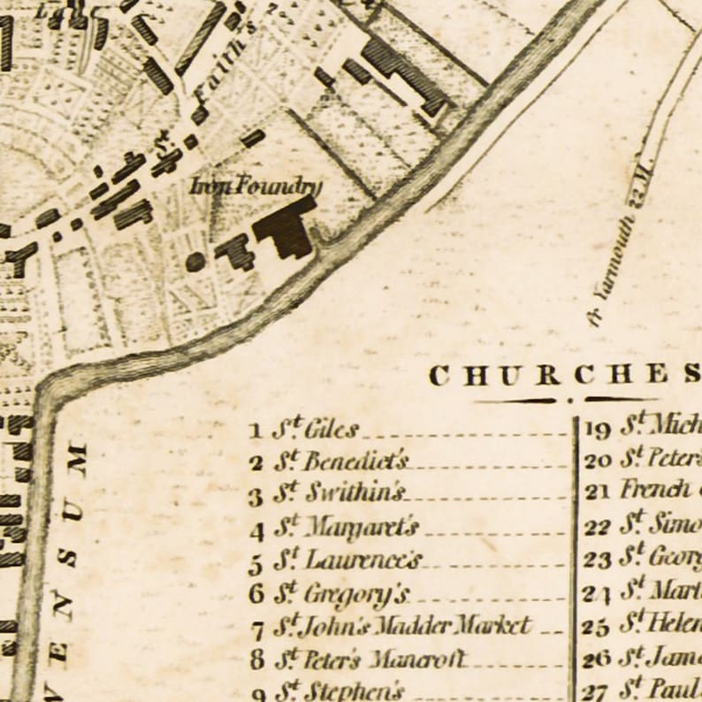 Old Map of Norwich England UK Europe 1832 Art Print - Etsy