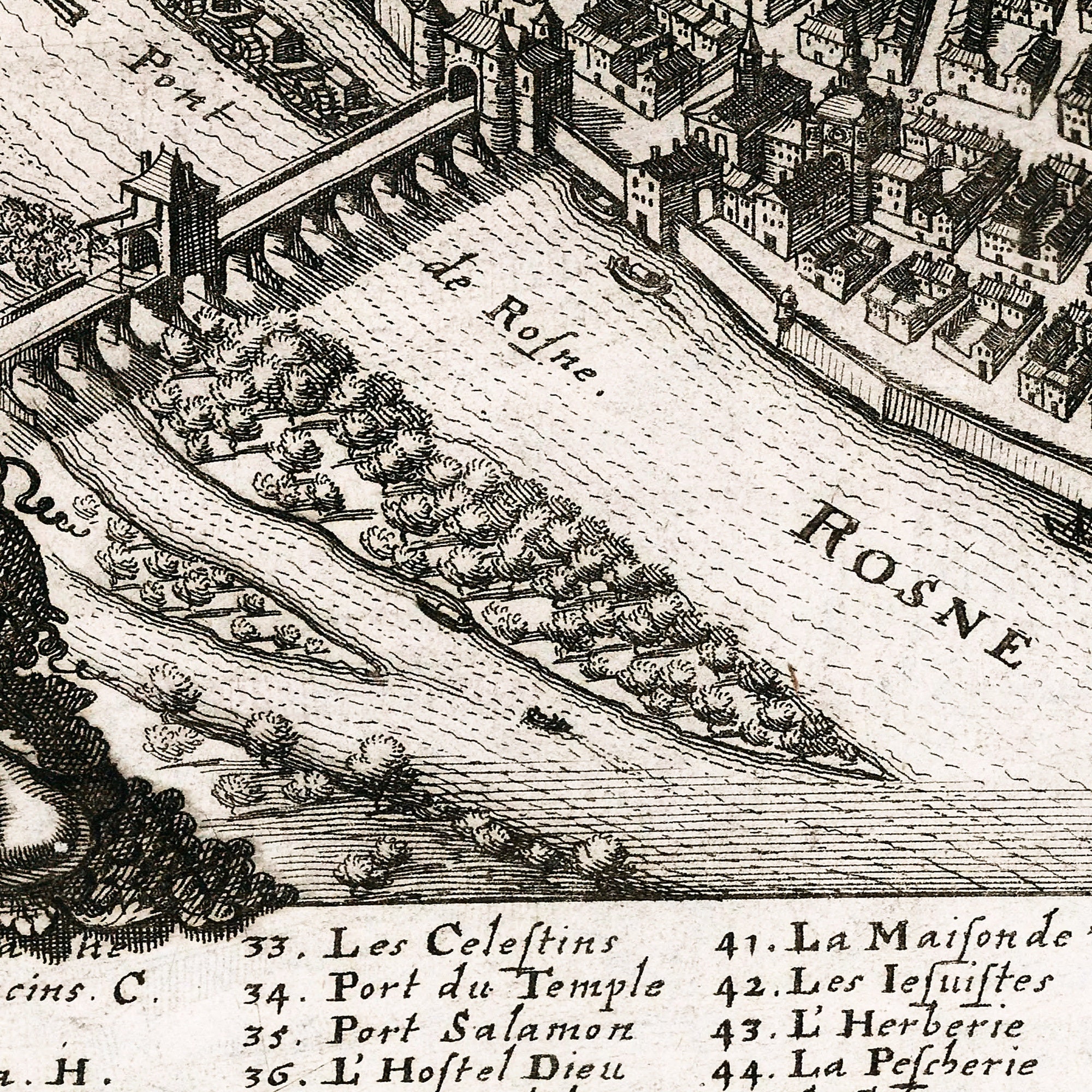 Old Map of Lyon France Europe 1662 Art Print Vintage Poster Antique Old ...