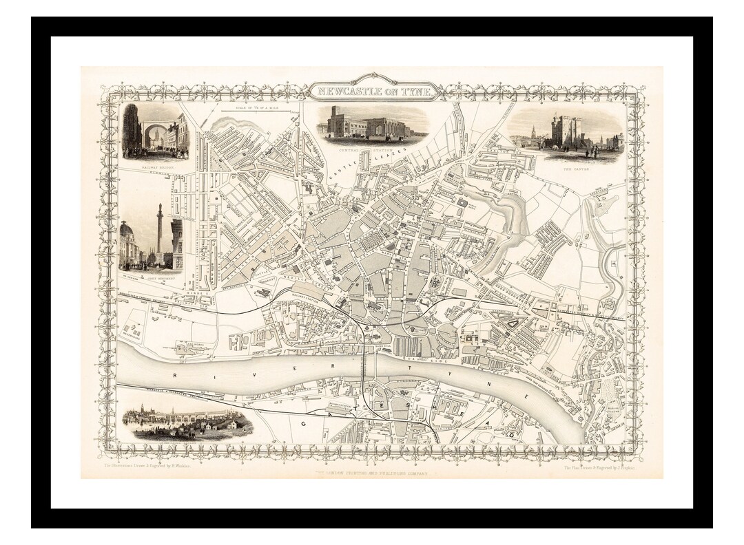 Old Map of Newcastle on Tyne England UK 1815 - Art Print - Vintage ...