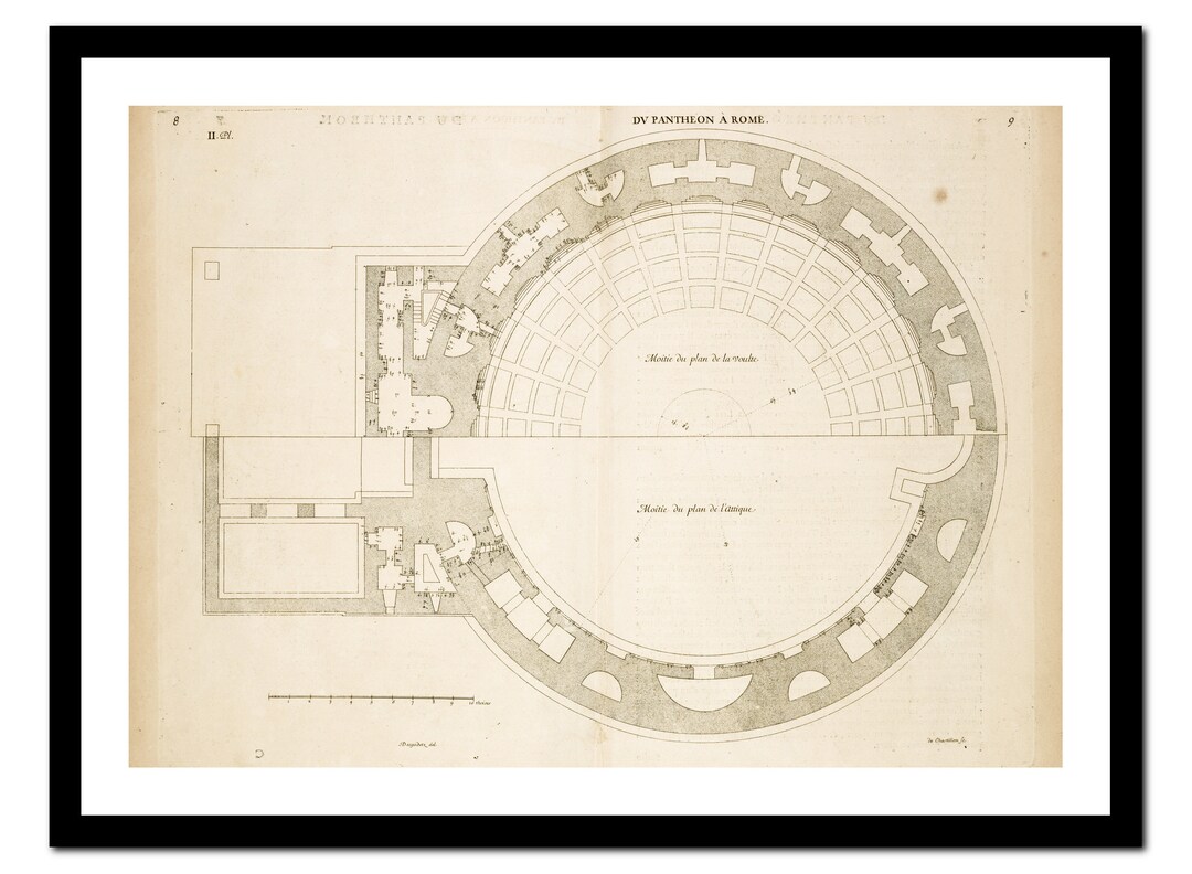 ROME Roman Architecture Art Print - Sketch Drawing Plan - Vintage ...