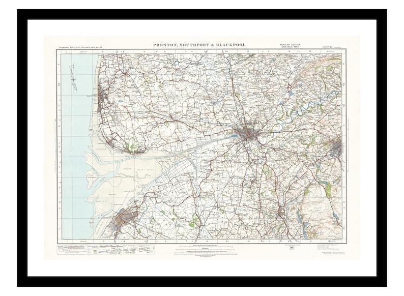 Old Map of Blackpool England UK 1920 - Art Print - Vintage Poster ...