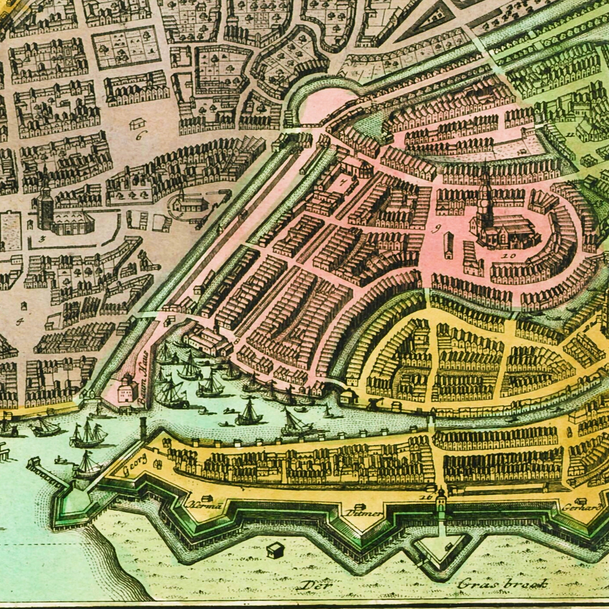 Old Map of Hamburg Germany Europe 1730 Art Print Vintage Poster Antique ...