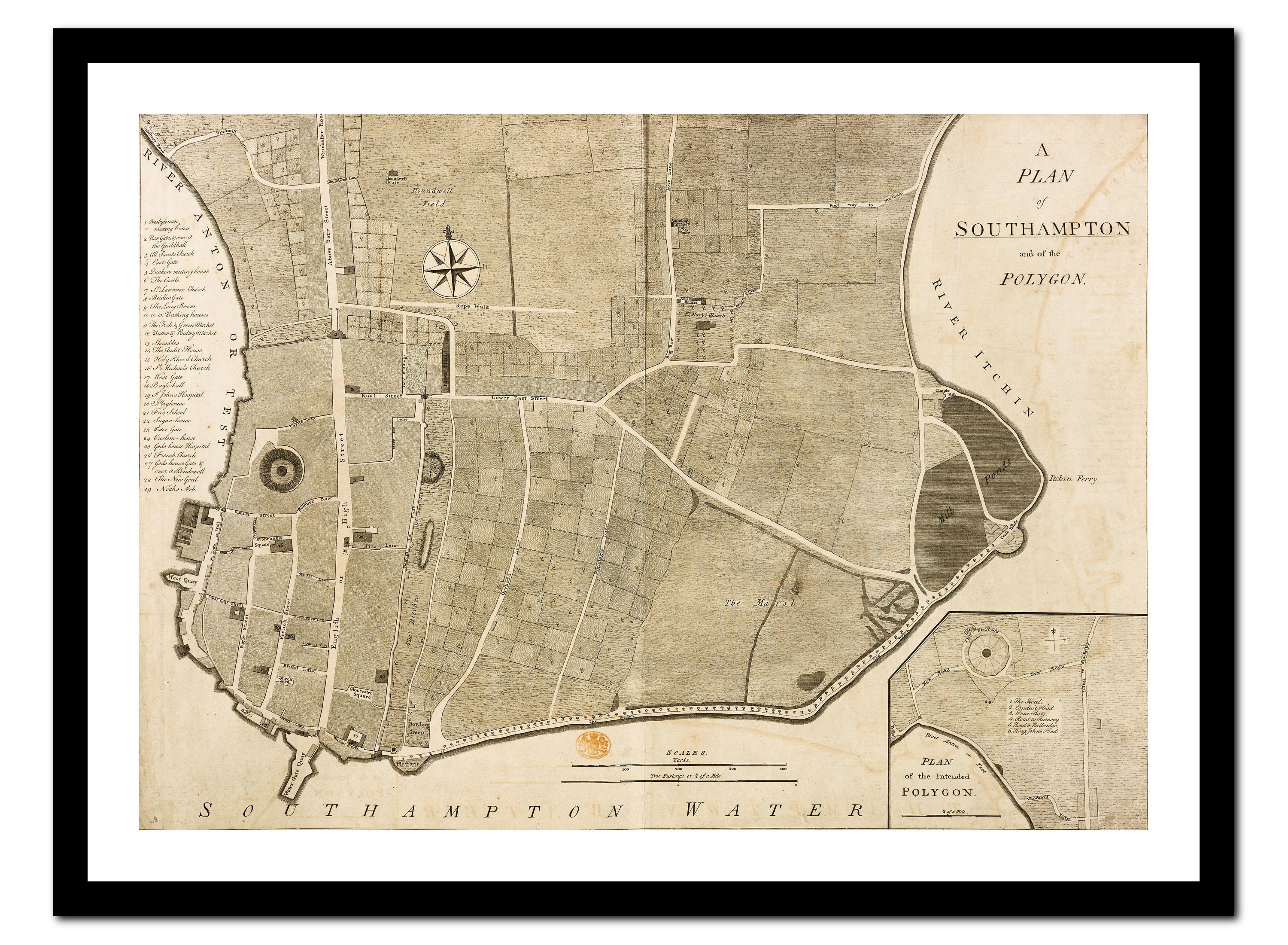 Old Map of Southampton England UK Europe 1771 Art Print Vintage Poster ...