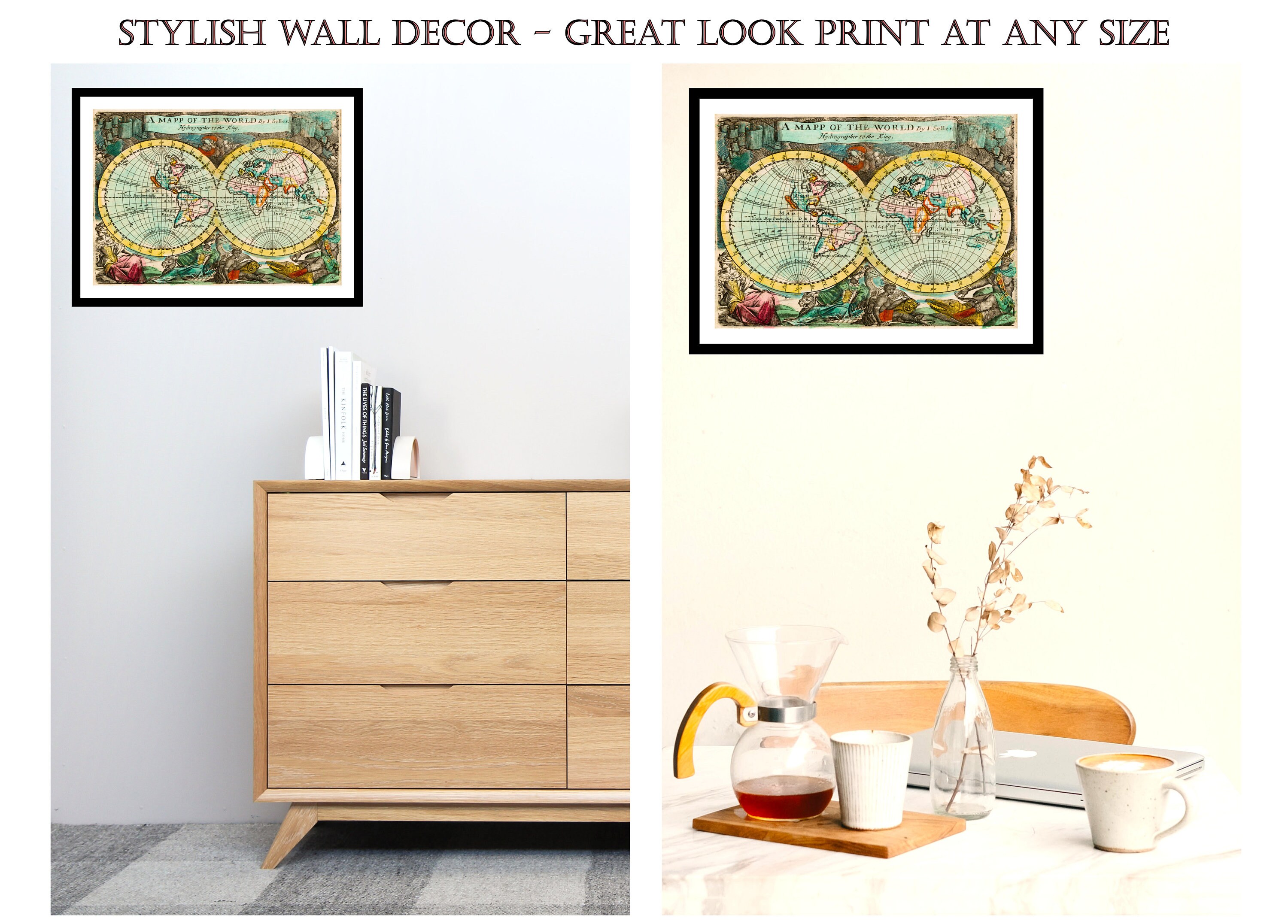 Old Map of World 1682 Art Print Vintage Poster Antique - Etsy