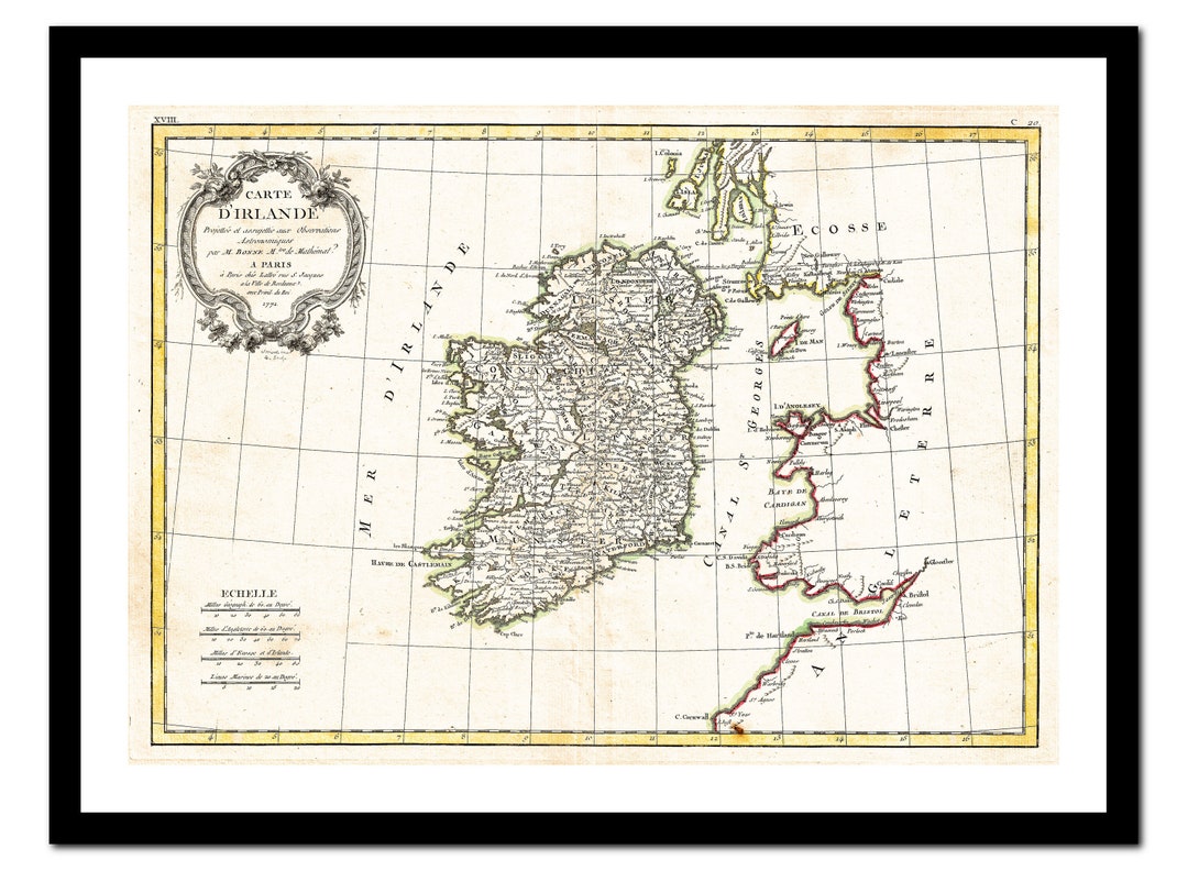 Old Map of Ireland Europe 1771 - Art Print - Vintage Poster - Antique ...