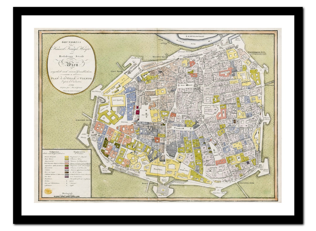 Old Map of Vienna Austria Europe 1799 - Art Print - Vintage Poster ...