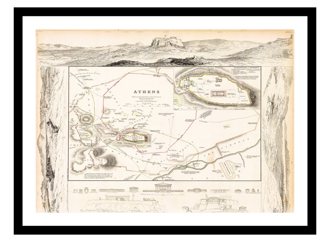 Old Map of Athens Greece Europe 1832 - Art Print - Vintage Poster ...