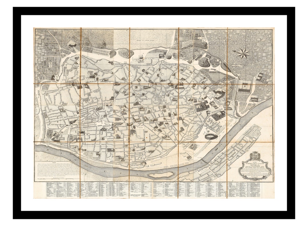Old Map of Seville Spain Europe 1788 - Art Print - Vintage Poster ...