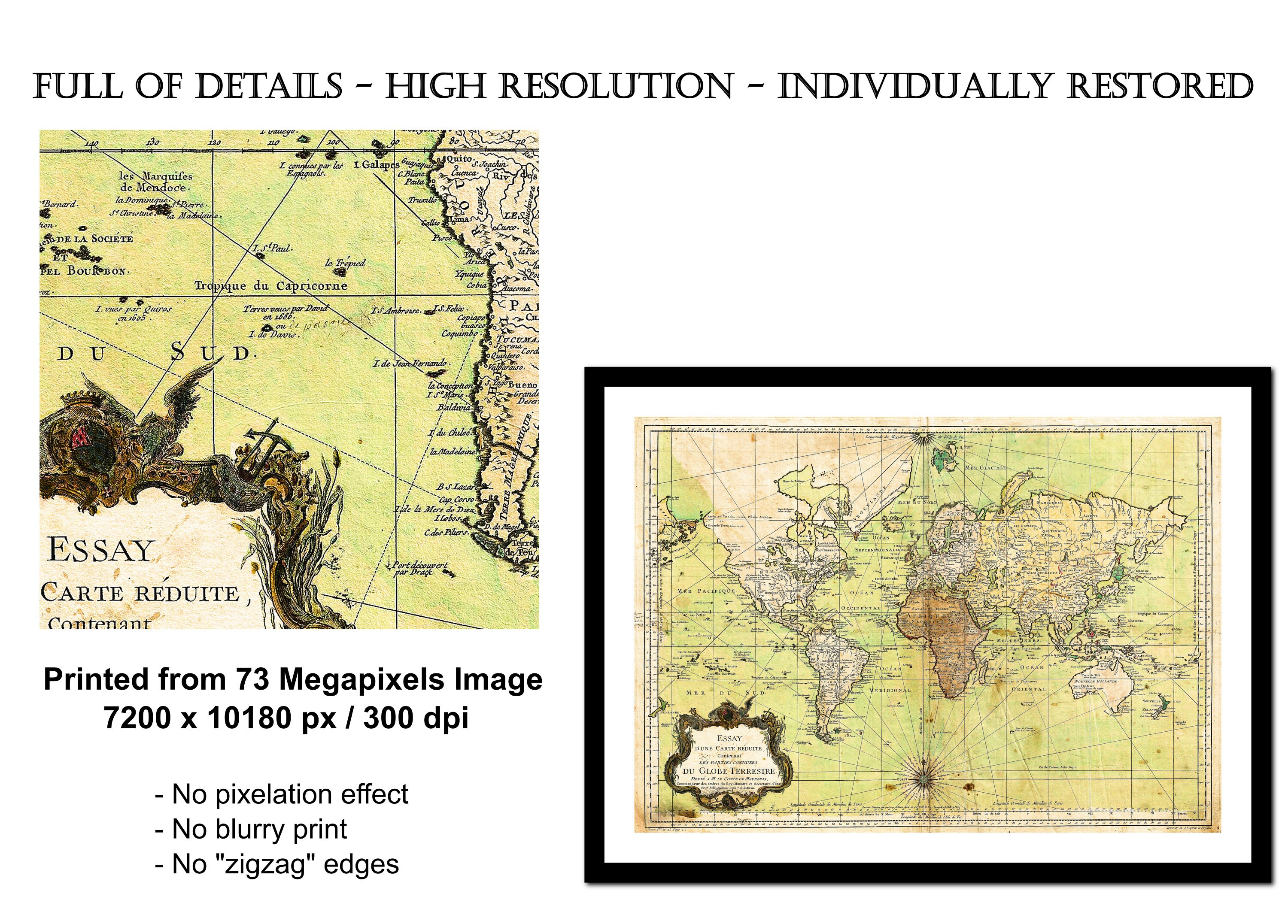 Old Map of World 1778 - Art Print - Vintage Poster - Antique Old ...