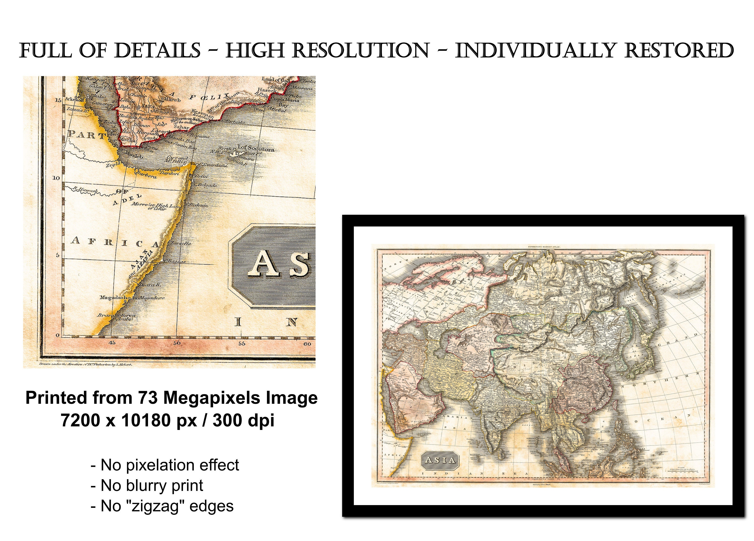 Old Map of Asia 1818 Art Print Vintage Poster Antique Old Picture Retro ...