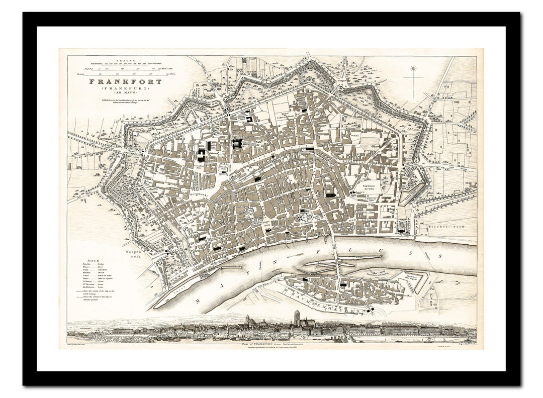 Old Map of Frankfurt Germany Europe 1837 - Art Print - Vintage Poster ...