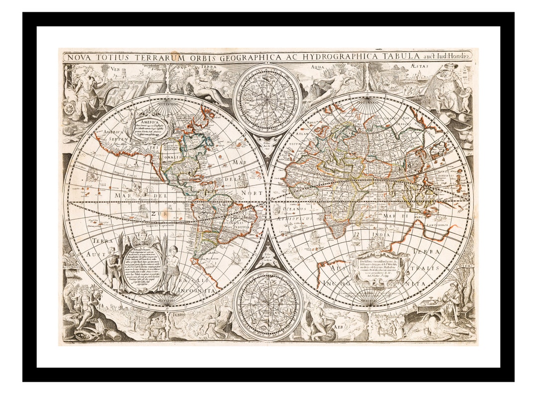 Old Map of World 1655 - Art Print - Vintage Poster - Antique Old ...