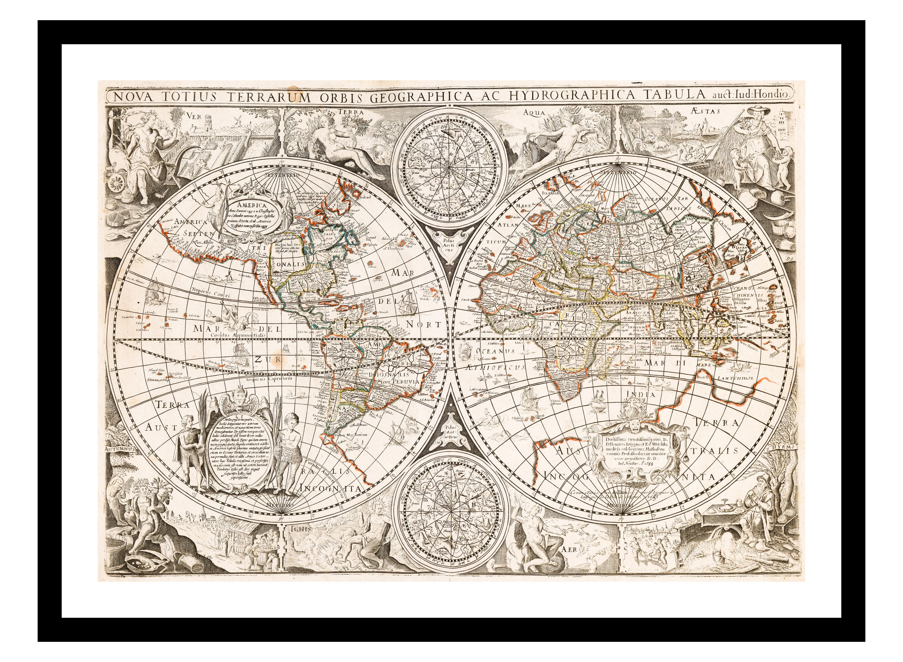 Old Map of World 1655 Art Print Vintage Poster Antique Old Picture ...