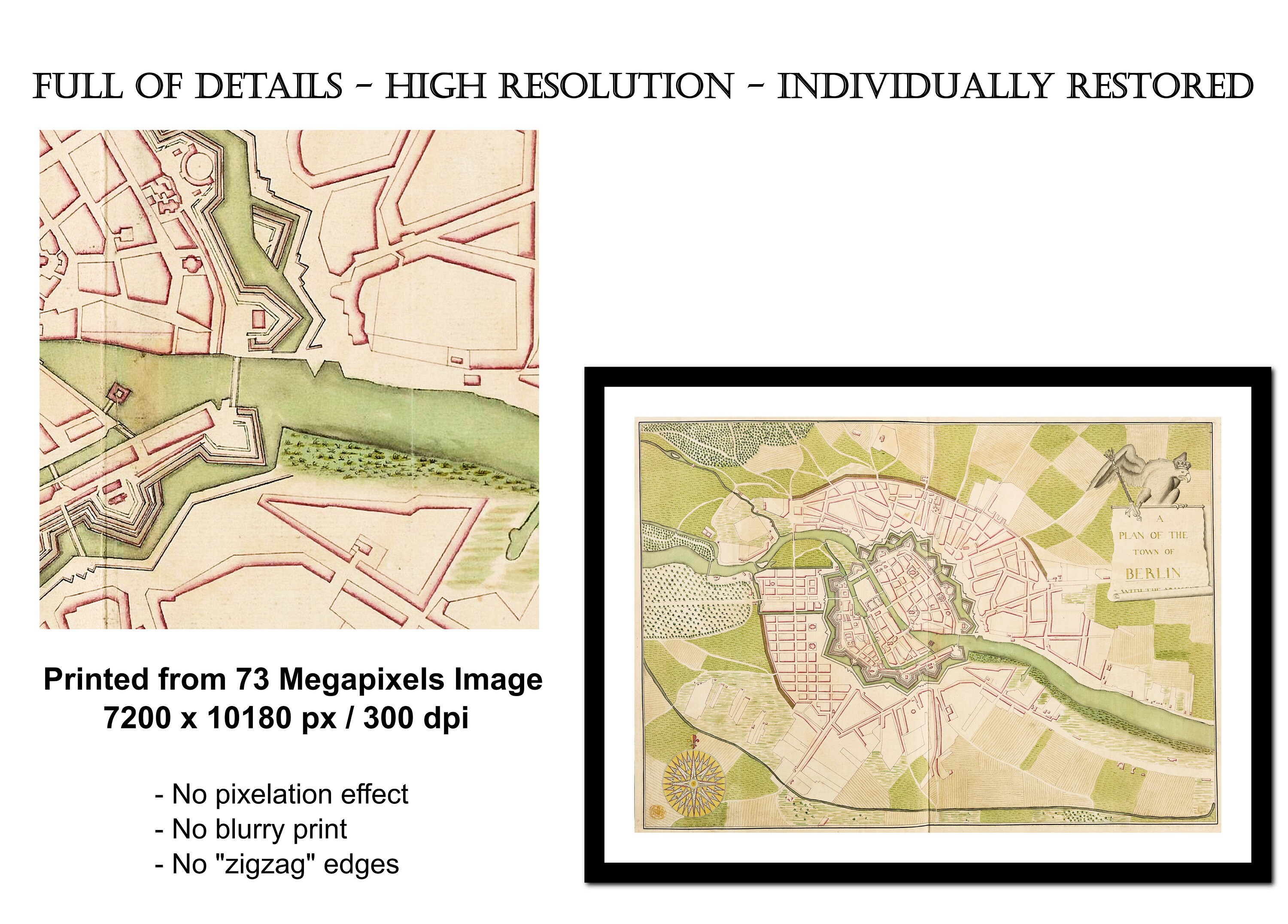 Old Map of Berlin Germany Europe 1740 Art Print Vintage - Etsy