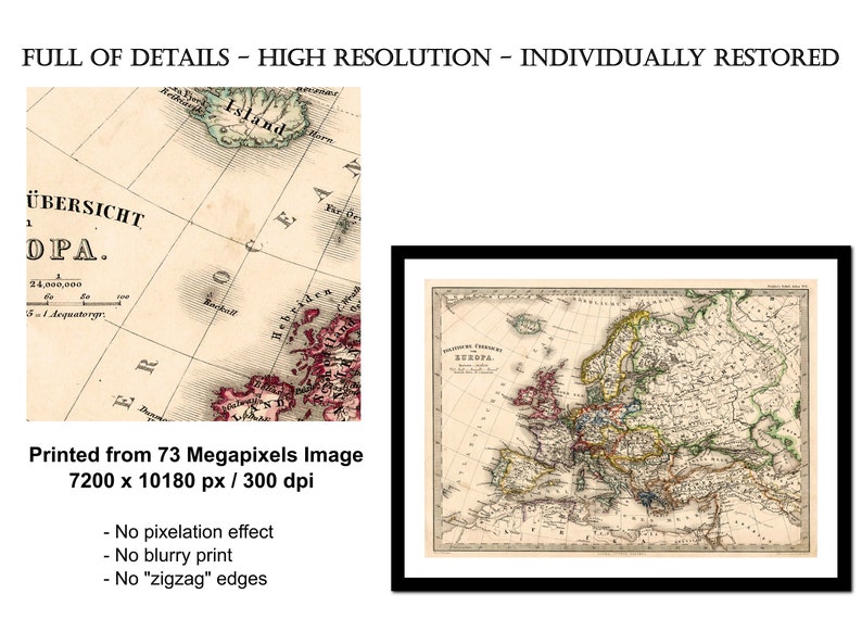 Old Map of Europe 1862 - Art Print - Vintage Poster - Antique Old ...