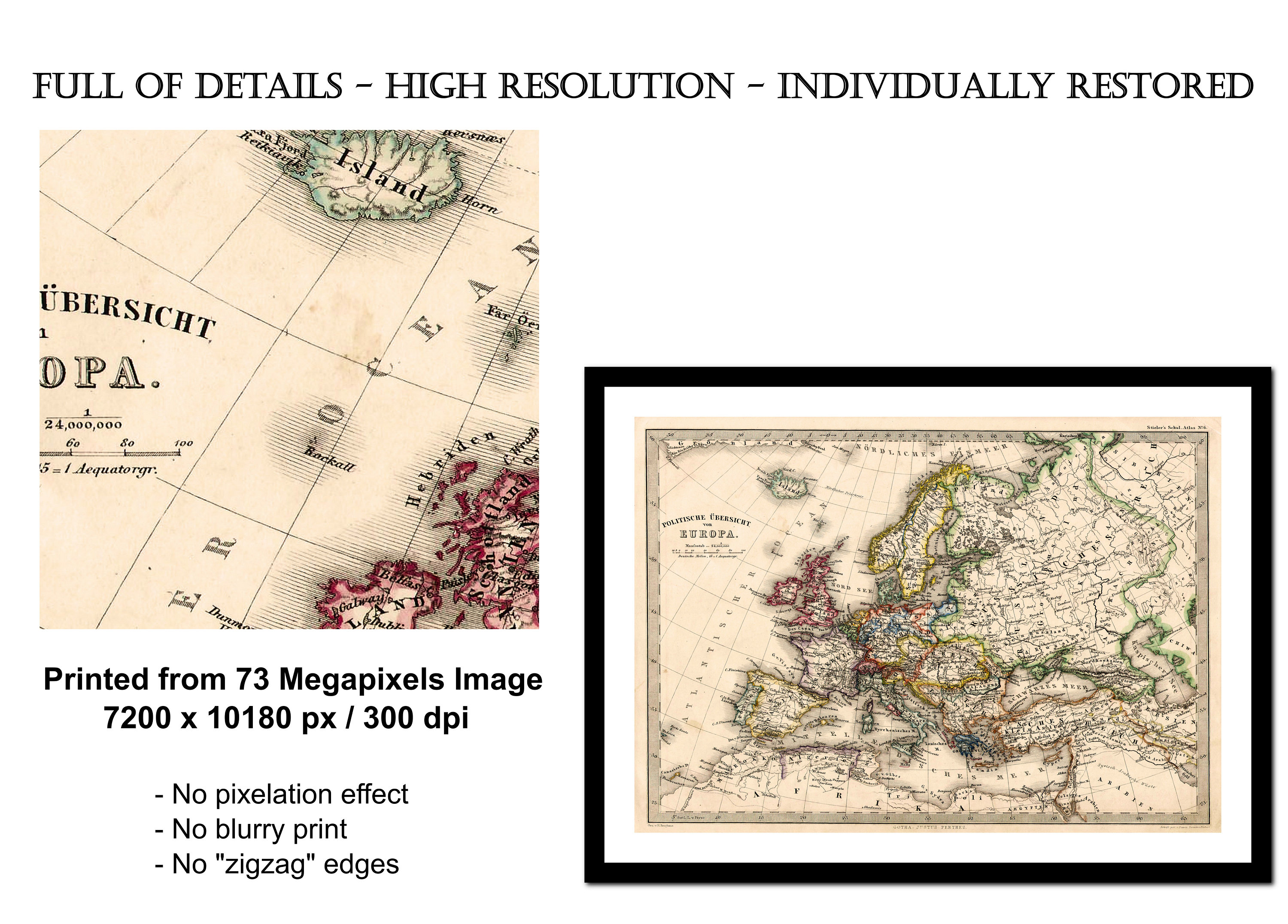 Old Map of Europe 1862 - Art Print - Vintage Poster - Antique Old ...