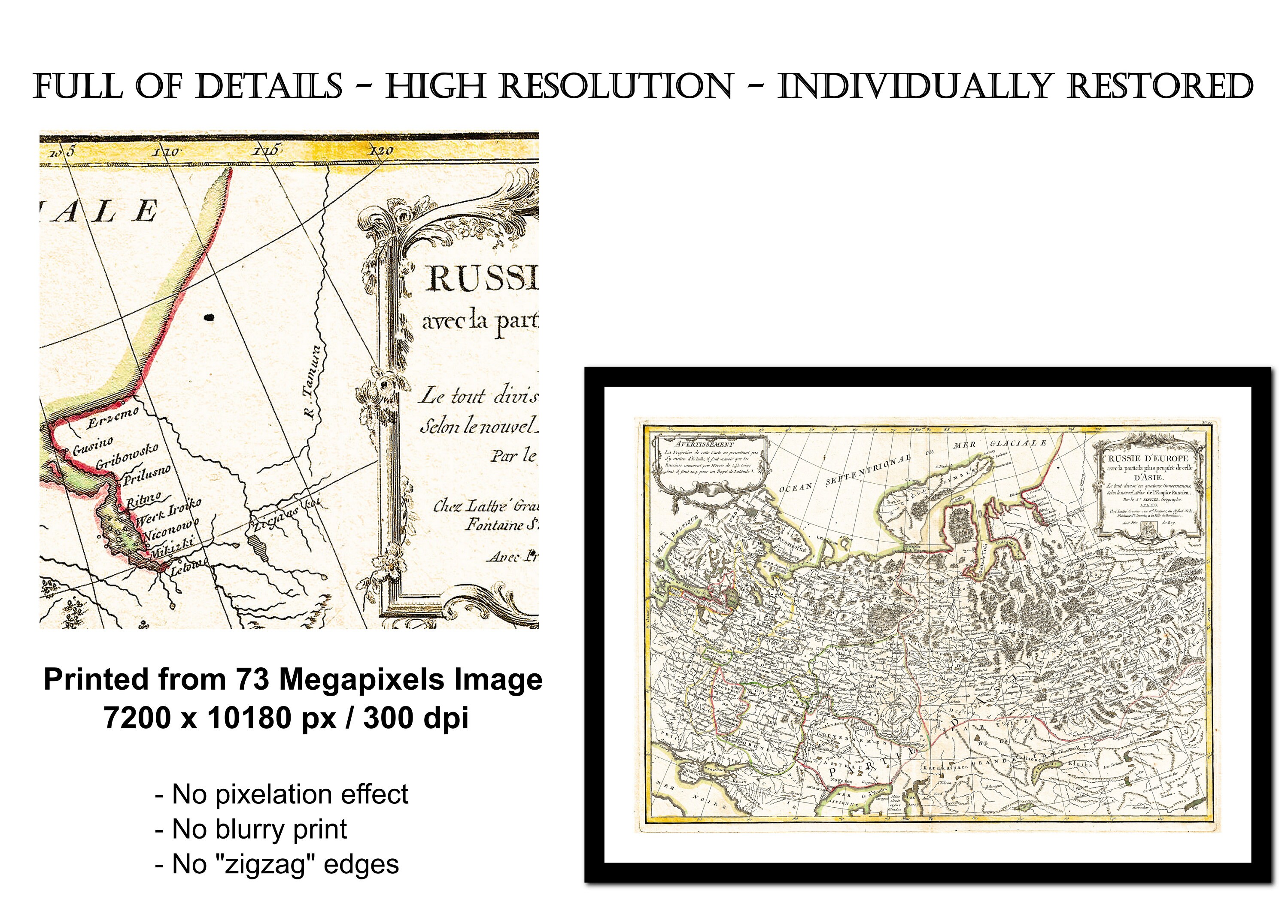 Old Map of West Russia Asia 1775 - Art Print - Vintage Poster - Antique ...