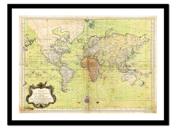 Old Map of World 1778 Art Print Vintage Poster Antique - Etsy