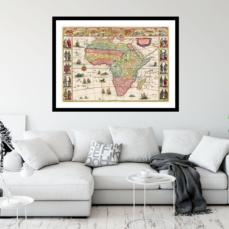 Old Map of Africa 1665 Art Print Vintage Poster Antique Old Picture ...