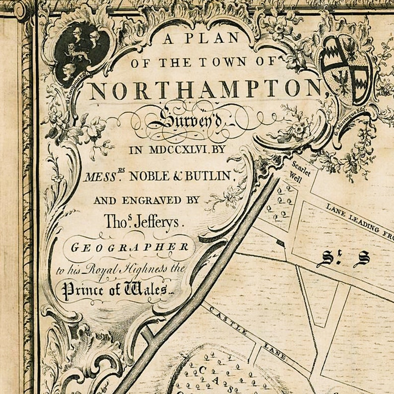 Old Map of Northampton England UK Europe 1746 Art Print Vintage Poster ...