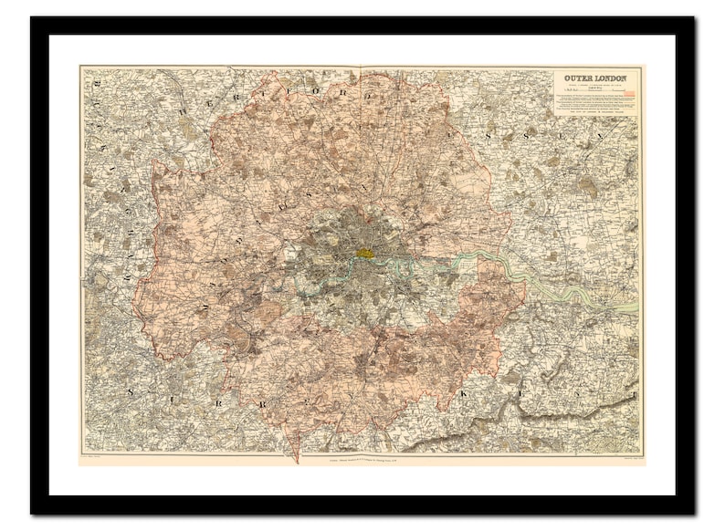 Old Map of London England UK Europe 1901 - Art Print - Vintage Poster ...