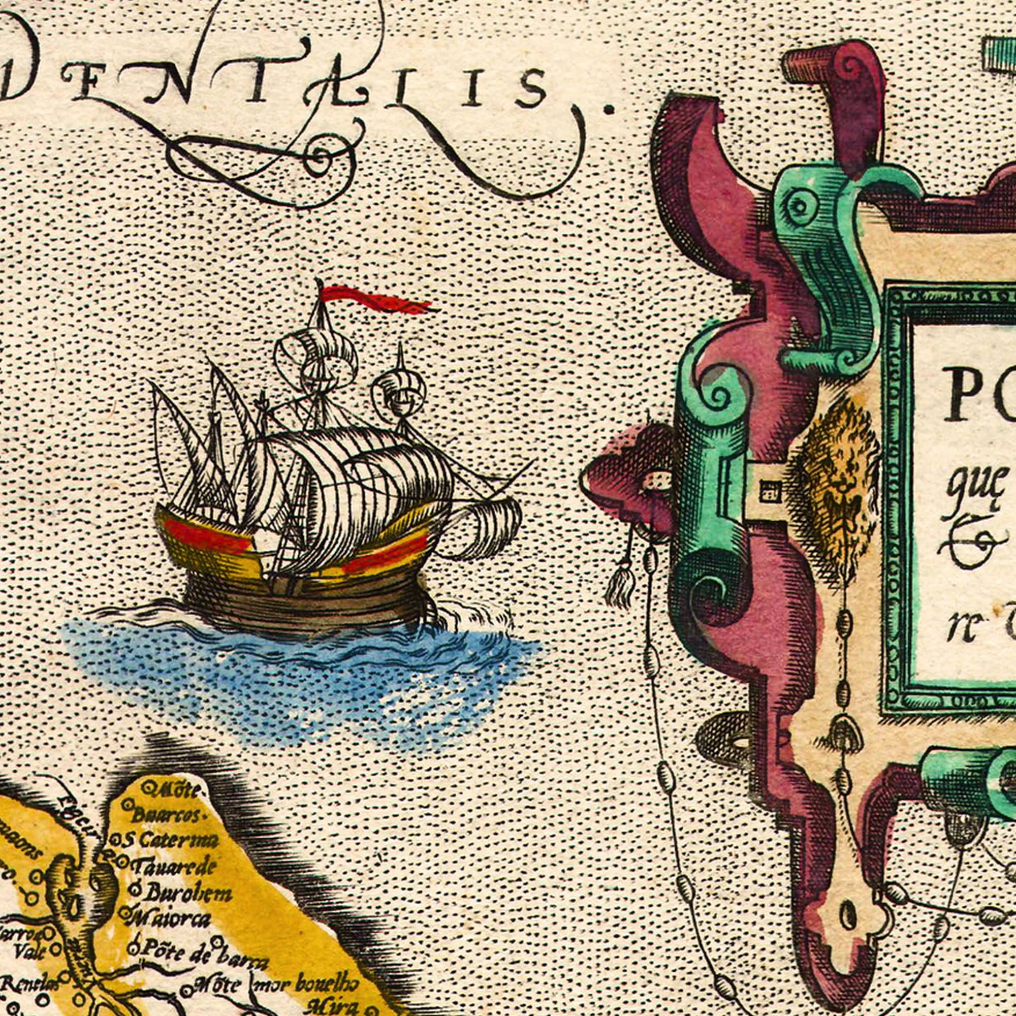 Old Map of Portugal Europe 1579 - Art Print - Vintage Poster - Antique ...