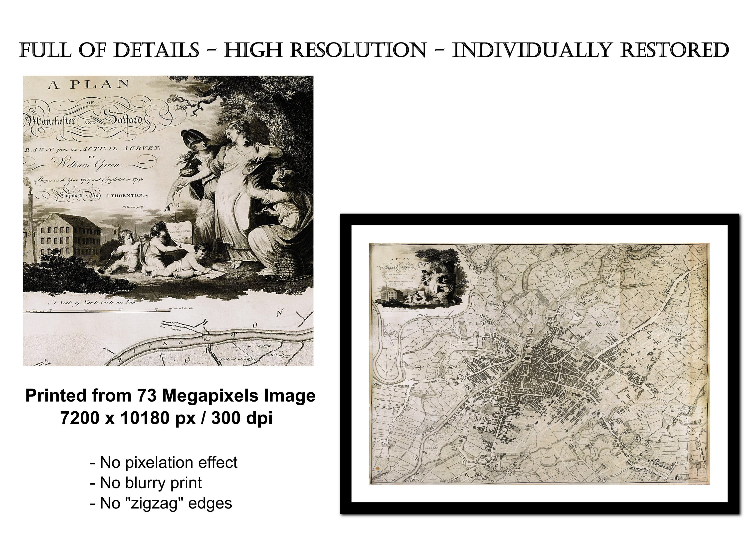 Old Map of Manchester England UK Europe 1794 - Art Print - Vintage ...