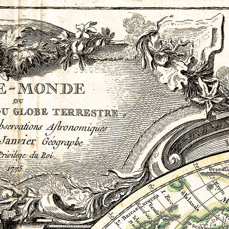 Old Map of World 1775 Art Print Vintage Poster Antique Old Picture ...