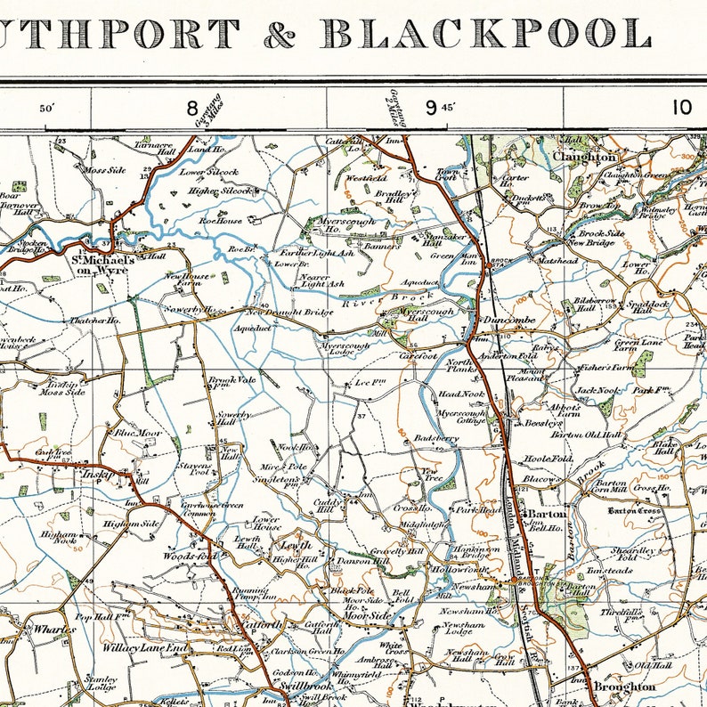 Old Map of Blackpool England UK 1920 - Art Print - Vintage Poster ...