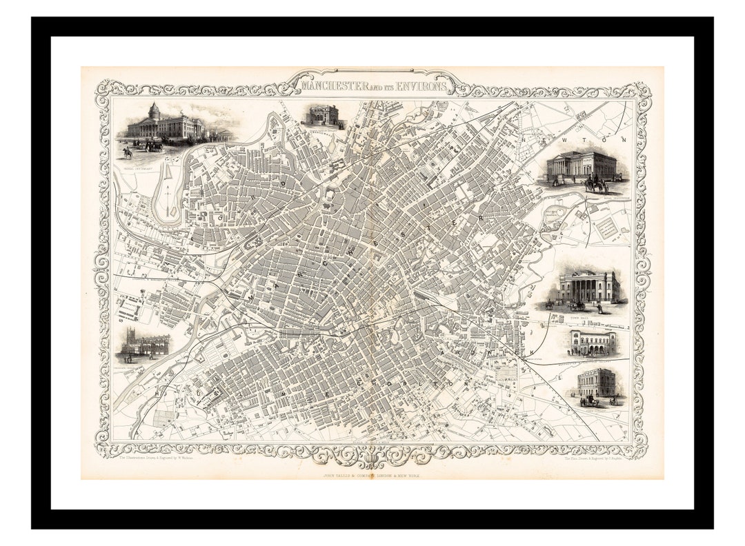 Old Map of Manchester England UK 1815 - Art Print - Vintage Poster ...