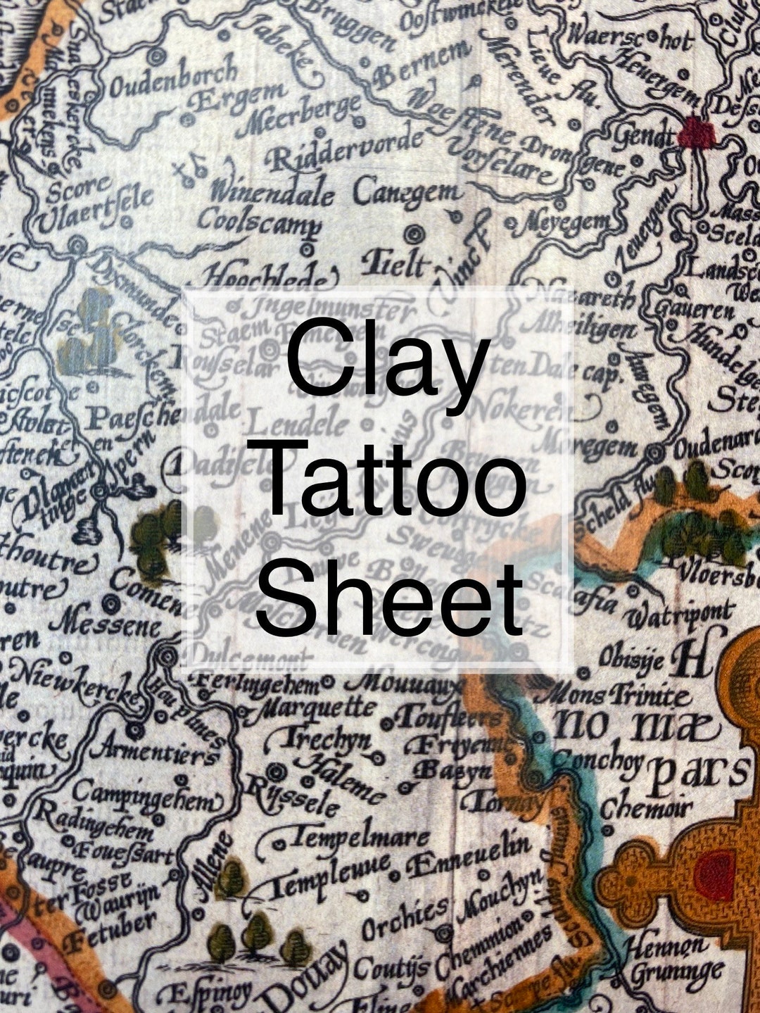 Vintage Stained Map - Polymer Clay Image Transfer Tattoo - Etsy
