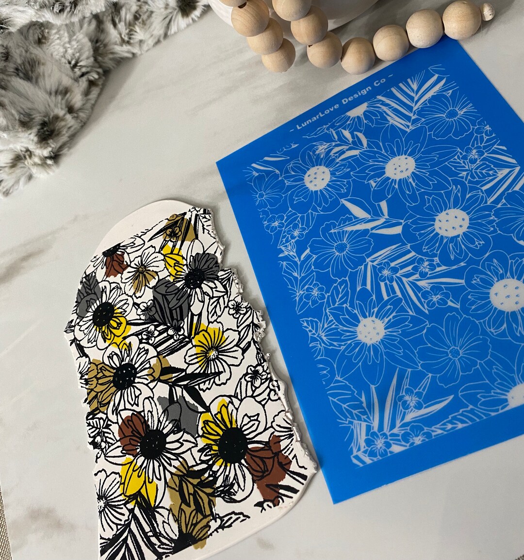 Tropical Floral - Lunarlove Silk Screen - Polymer Clay Dry Silkscreen ...
