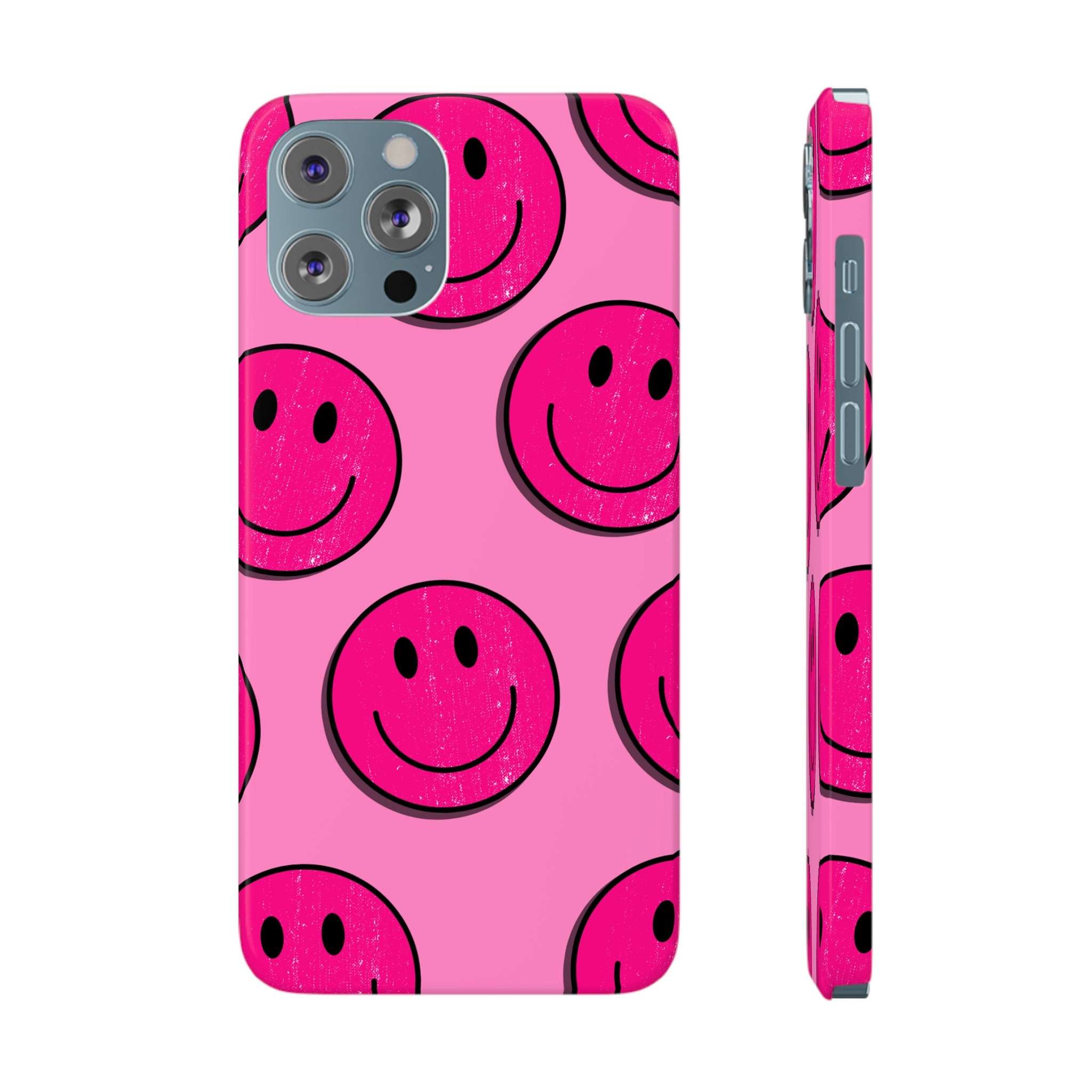 Preppy Smiley Face iPhone Case in Pink - Etsy