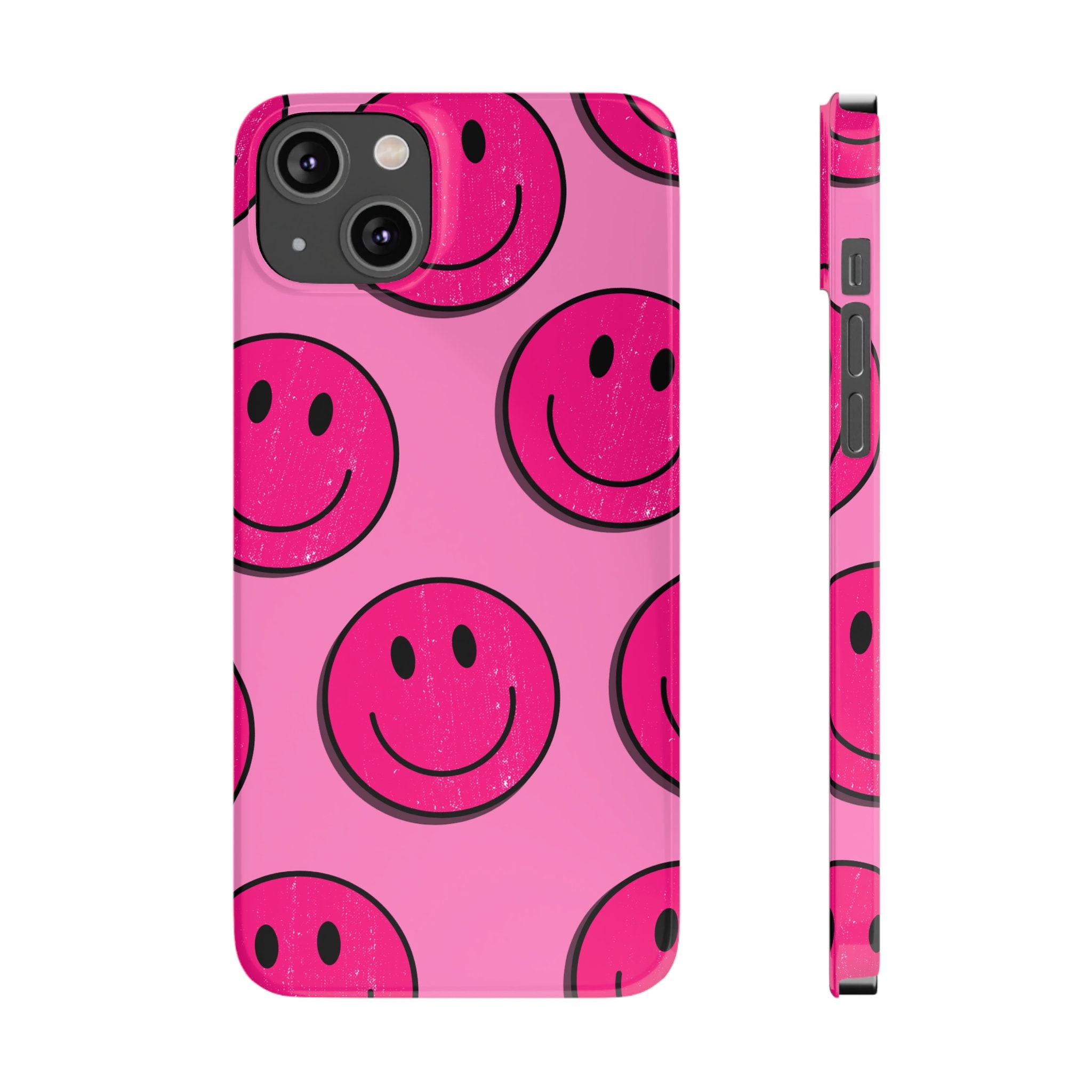 Preppy Smiley Face iPhone Case in Pink - Etsy