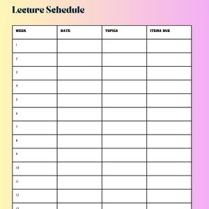 Lecture Tracker, Assignment Tracker, School, College Tracker - Etsy