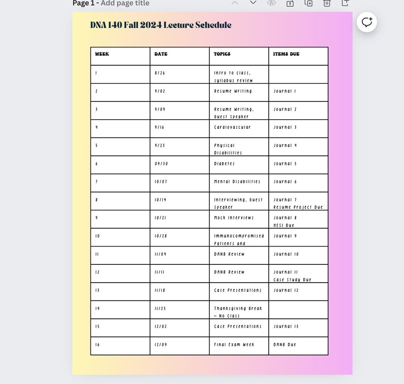 Lecture Tracker, Assignment Tracker, School, College Tracker - Etsy