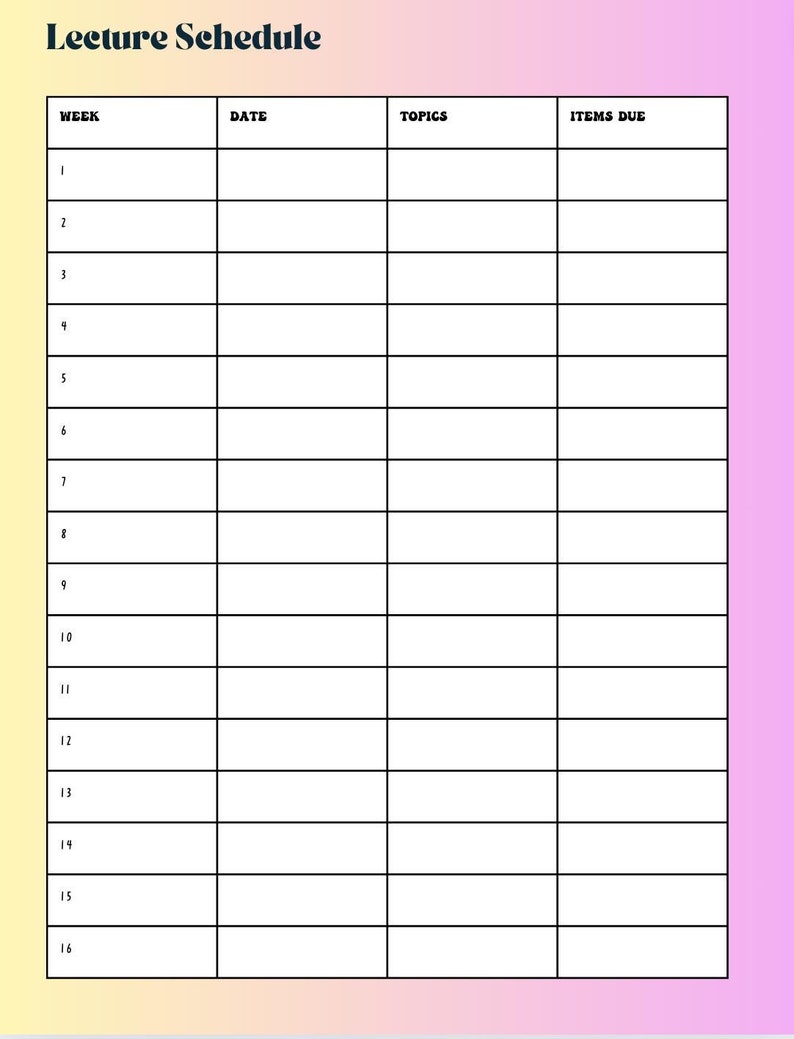 Lecture Tracker, Assignment Tracker, School, College Tracker - Etsy