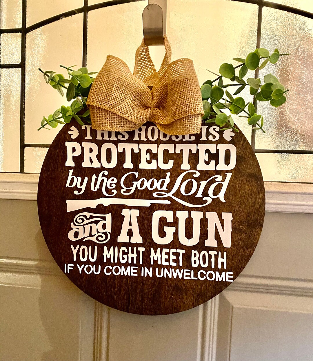 Front Door Round Wood Sign - Etsy