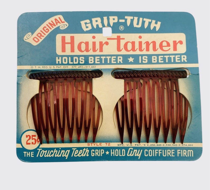 1950s 1960s Grip-tuth Hair Tainer Combs 1.25" Rope Reddish Brown - Etsy