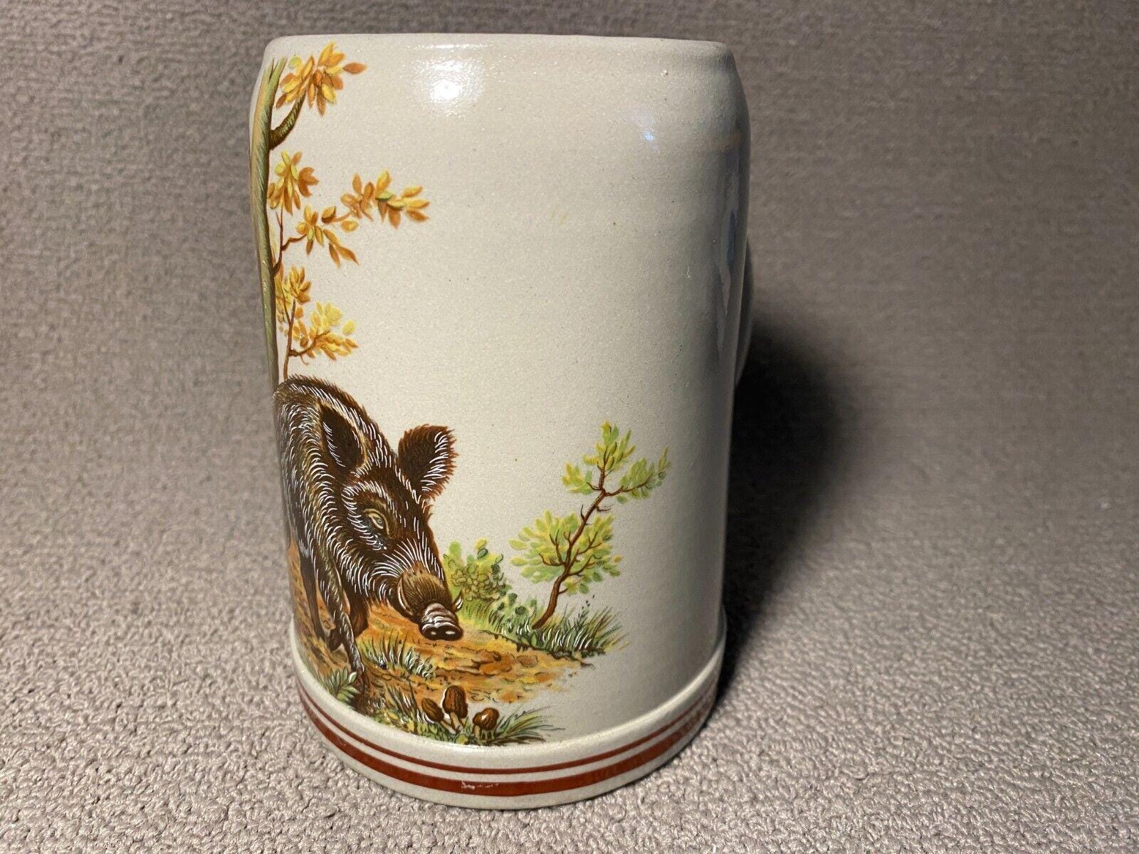 Vintage Wild Boar Nature Forest German Beer Stein Mug Tankard 0.5L ...