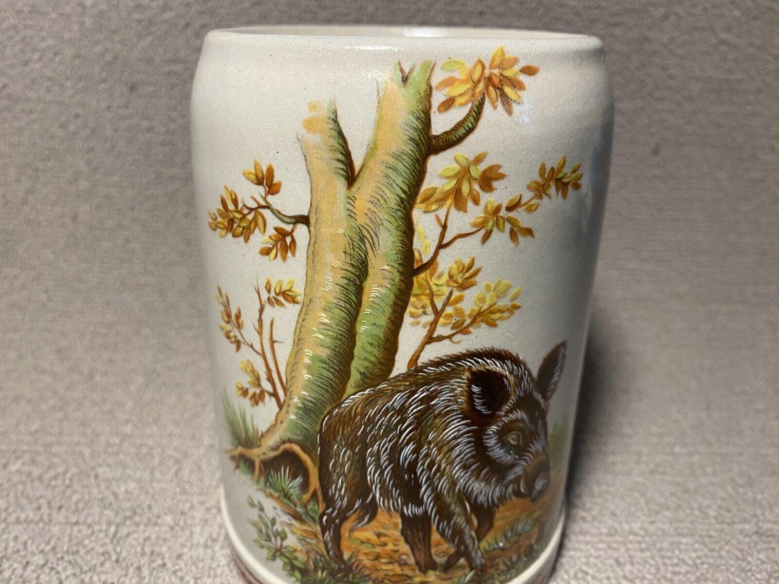 Vintage Wild Boar Nature Forest German Beer Stein Mug Tankard 0.5L ...