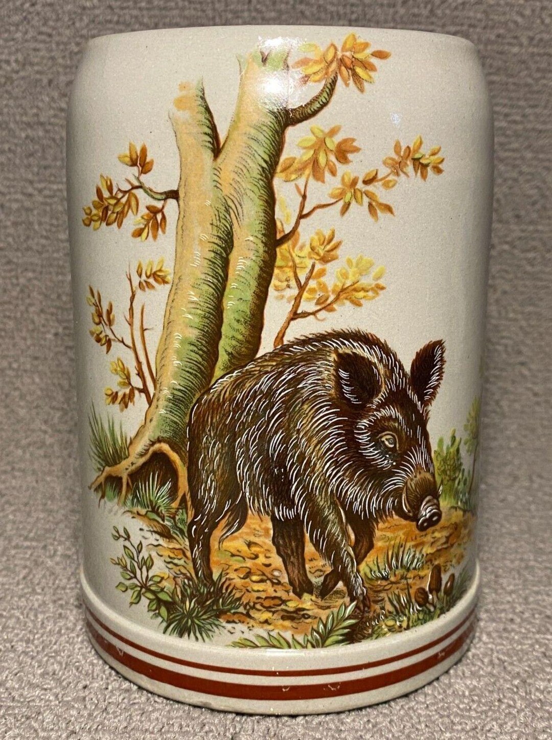 Vintage Wild Boar Nature Forest German Beer Stein Mug Tankard 0.5L ...