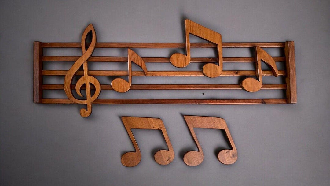 Vintage Musical Music Notes Sheet Music Wooden Wood Wall Decor Hanging ...