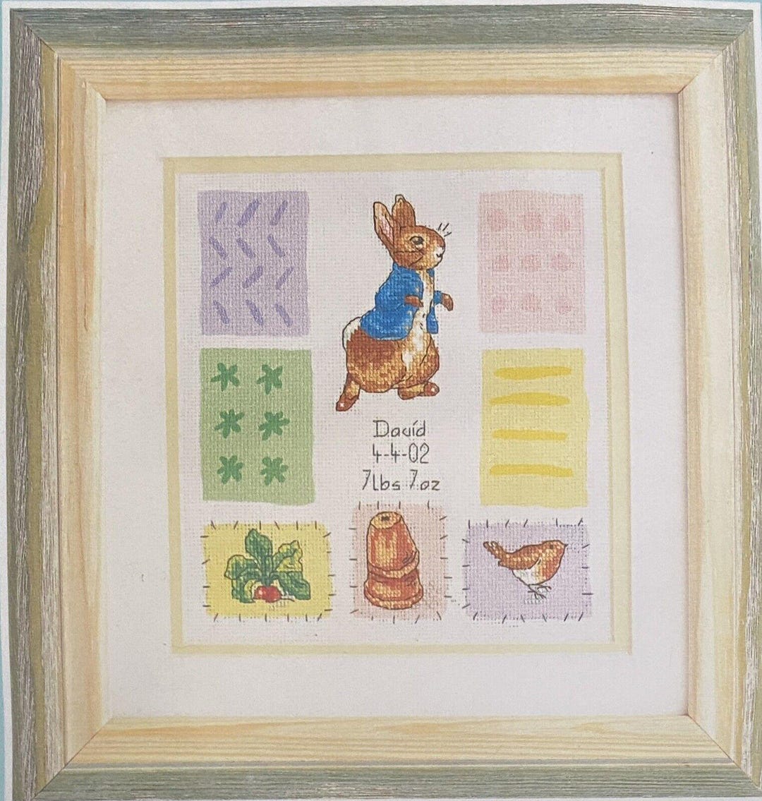 Beatrix Potter Peter Rabbit Cross Stitch Kit Birth Sampler JC20 Vintage ...