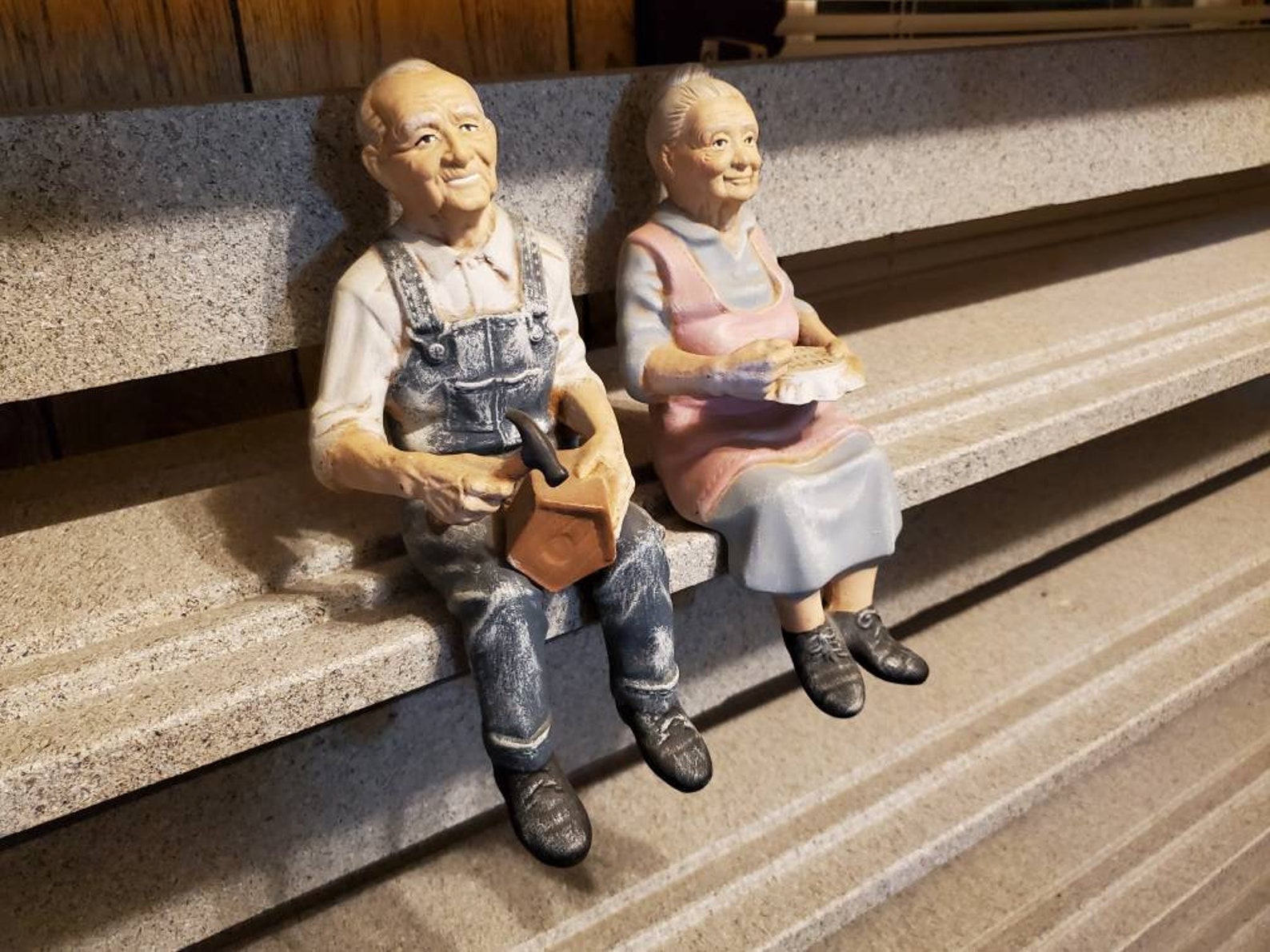 Set Of 2 Vintage Shelf Sitter Elderly Man and Woman Ceramic | Etsy