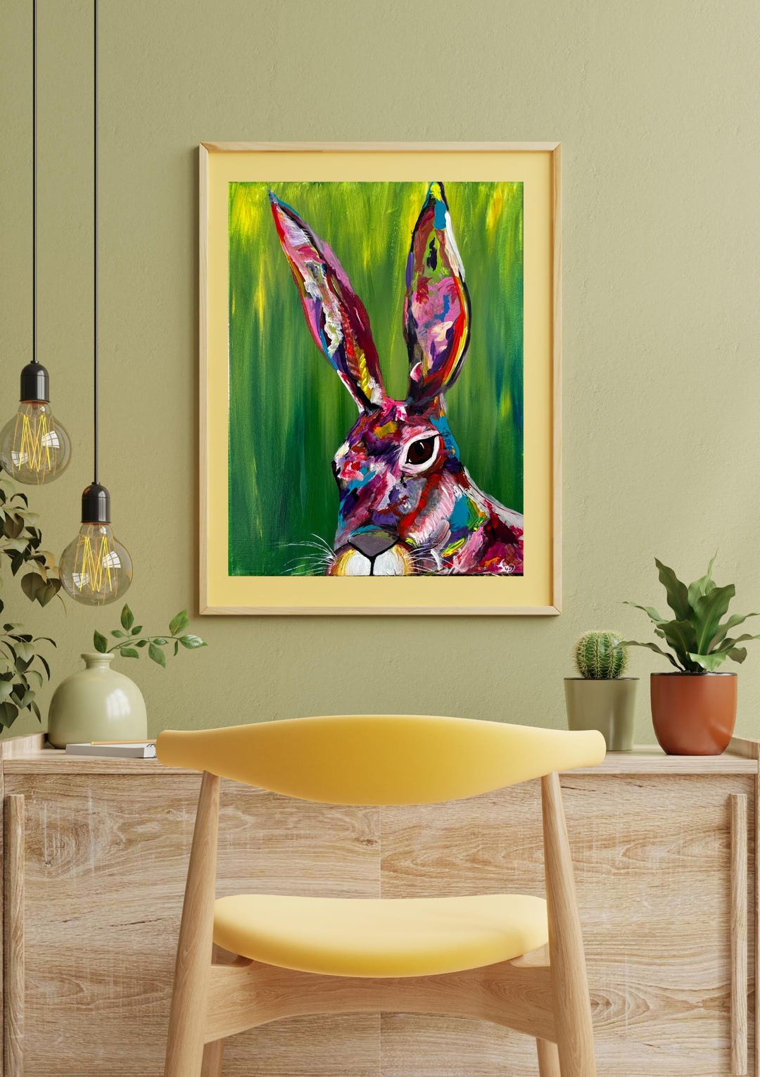 Abstract Wild Hare Acrylic Painting on Canvas - Local Washington Artist ...