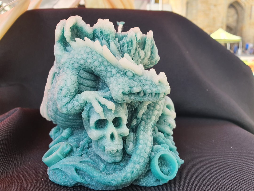Dragon Beeswax Candle, Handmade to Order, Scented, Gothic, Skull ...