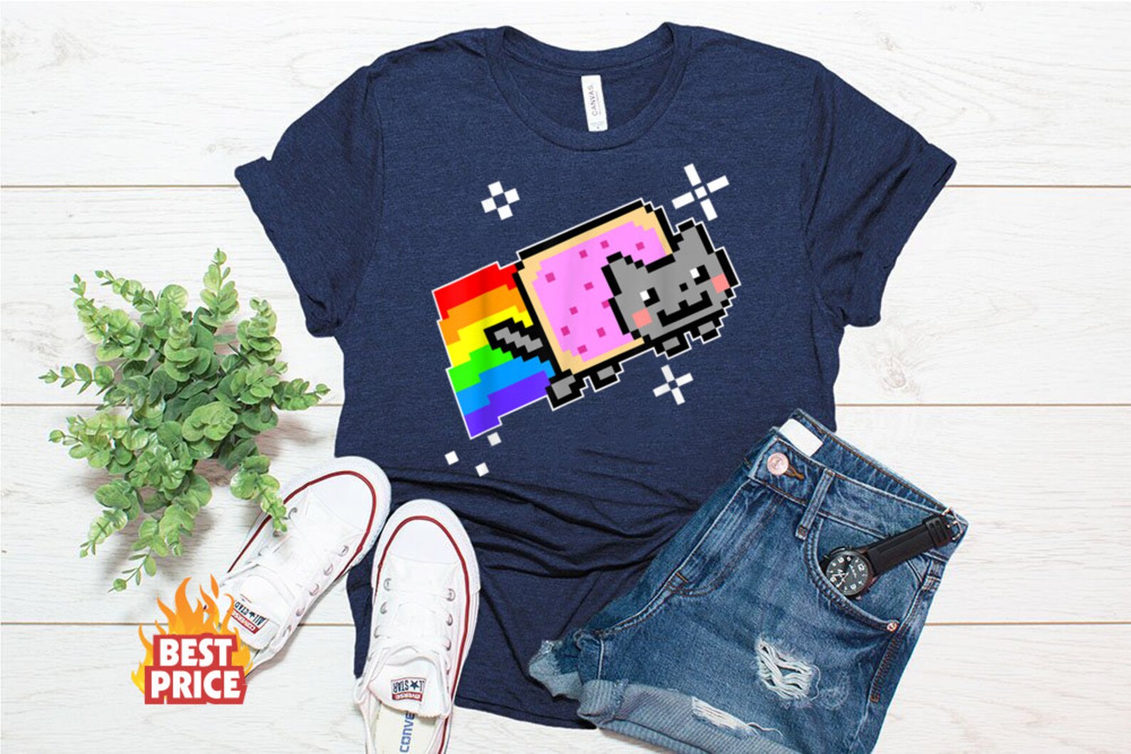 Nyan Cat T-Shirt Cute Cat Meme shirt | Etsy