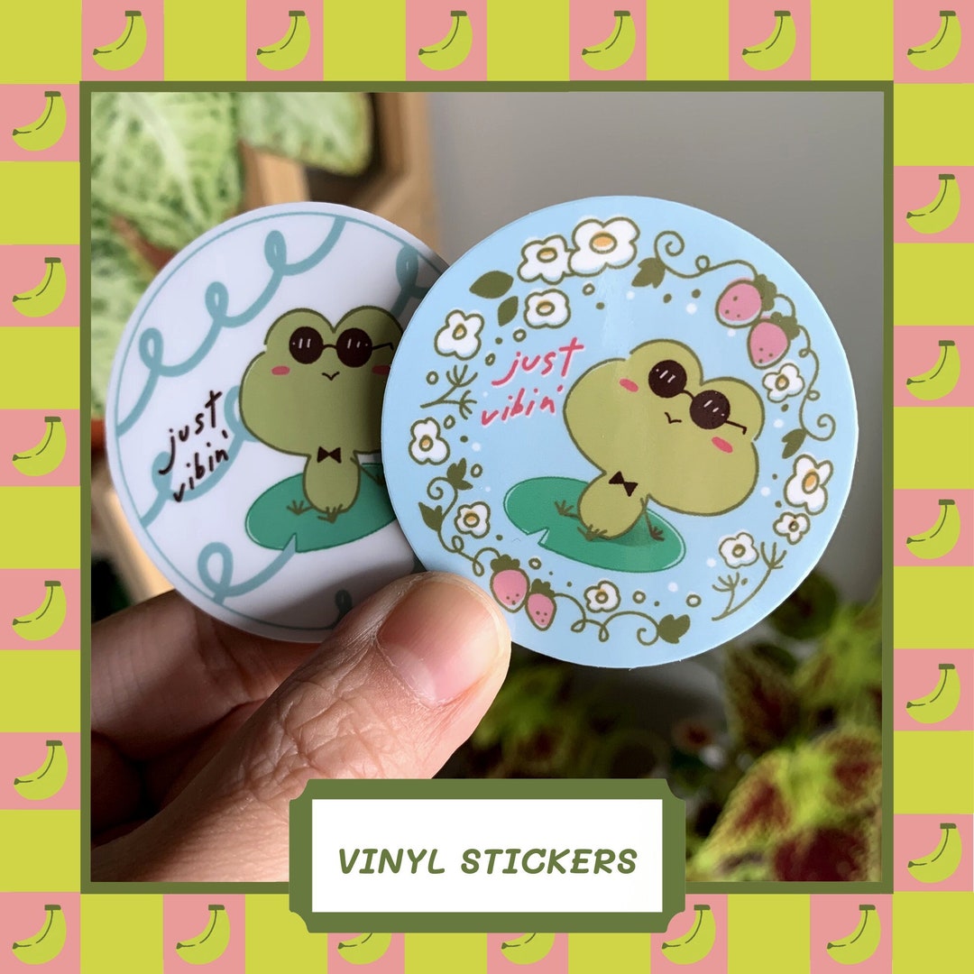 Kawaii Cute Frog Vinyl Sticker Waterbottle Hydroflask Laptop Decor ...